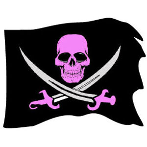 Pirate & Swords Pink Flag - Sticker at Sticker Shoppe