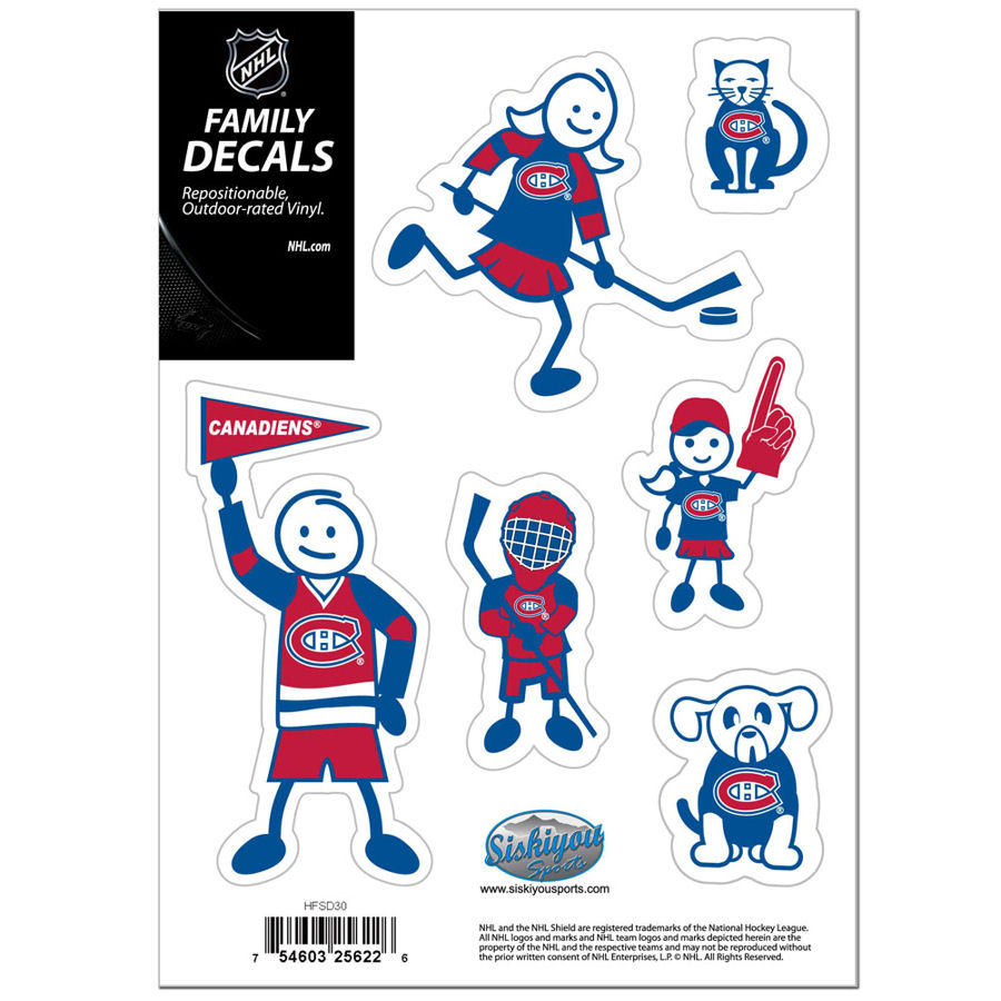 Montreal Canadiens - Set Of 6 Family Sticker Sheet at Sticker Shoppe