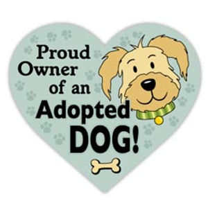 Proud Owner Of An Adopted Dog - Blue Heart Magnet at Sticker Shoppe