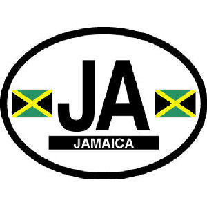 JA Jamaica - Reflective Oval Sticker at Sticker Shoppe