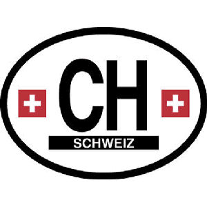 CH Switzerland Schweiz - Reflective Oval Sticker at Sticker Shoppe