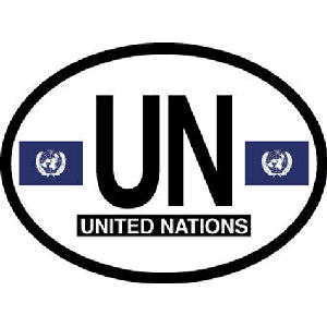 UN United Nations - Reflective Oval Sticker at Sticker Shoppe