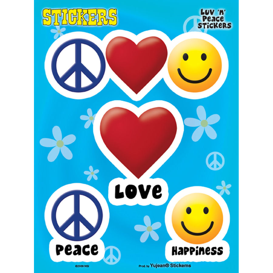 Peace Love & Happiness - Set of 4 Sticker Sheet at Sticker Shoppe