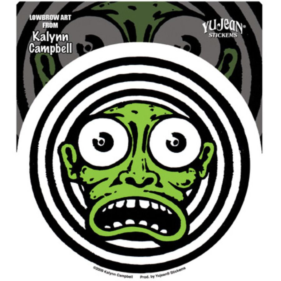 Evil Green Face Bug Eyes - Vinyl Sticker at Sticker Shoppe