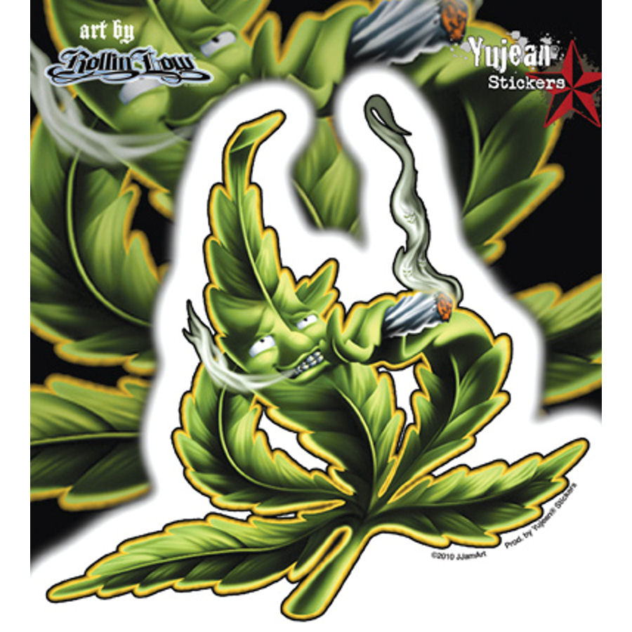 Smokin Marijuana Leaf - Vinyl Sticker at Sticker Shoppe
