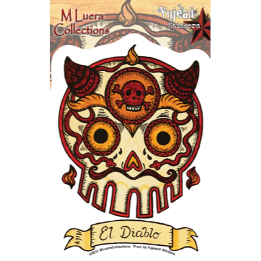 M Luera Collections El Diablito Skull - Vinyl Sticker at Sticker Shoppe
