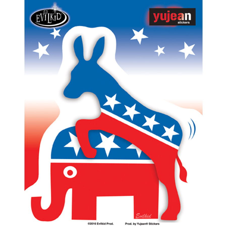 Democrat Donkey & Republican Elephant - Vinyl Sticker at Sticker Shoppe