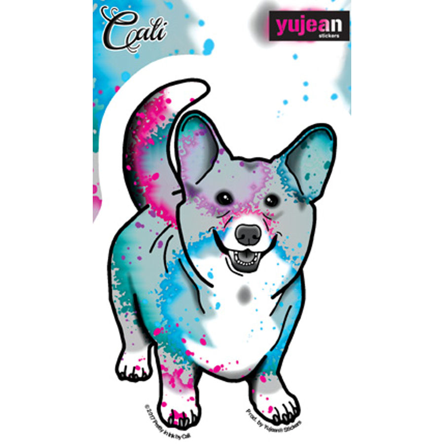 Cali's Corgi Sugar Skull Dog Head - Vinyl Sticker at Sticker Shoppe