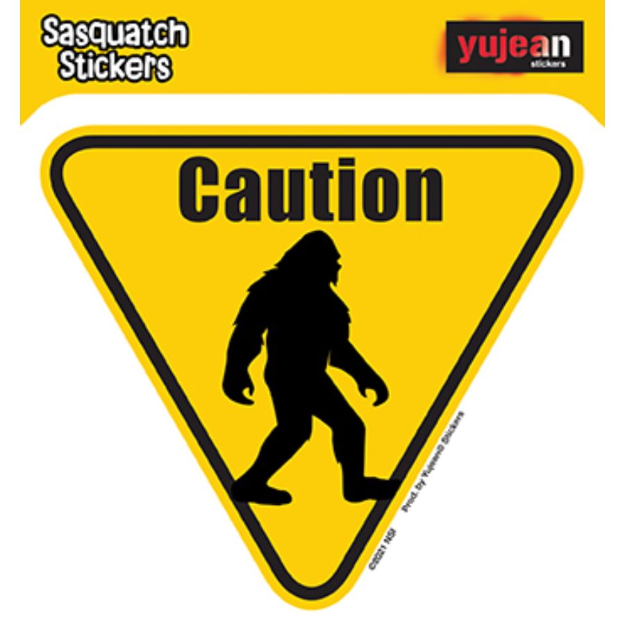 Sasquatch Bigfoot Caution - Vinyl Sticker at Sticker Shoppe