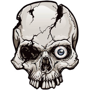 One Eyed Cracked Skull Halloween - Magnet at Sticker Shoppe
