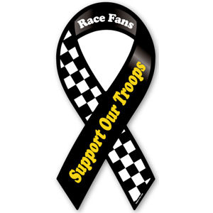 Race Fans Support Our Troops - Ribbon Magnet at Sticker Shoppe