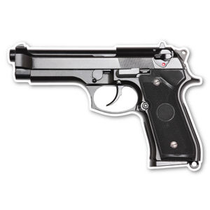 Beretta 9mm Hand Gun - Round Sticker at Sticker Shoppe