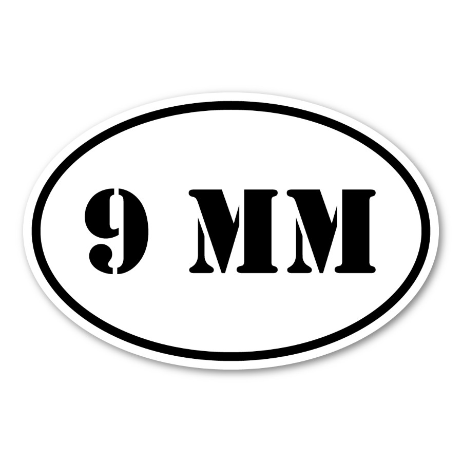 9MM Ammunition - Oval Magnet at Sticker Shoppe