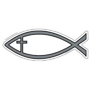 Mini Silver Cross Fish - Magnet at Sticker Shoppe