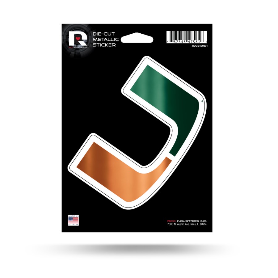University Of Miami Hurricanes - Metallic Die Cut Vinyl Sticker at ...
