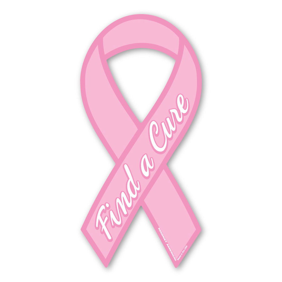 Find A Cure Breast Cancer Awareness - Ribbon Magnet at Sticker Shoppe