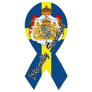 Proudly Swedish - Flag Ribbon Magnet at Sticker Shoppe
