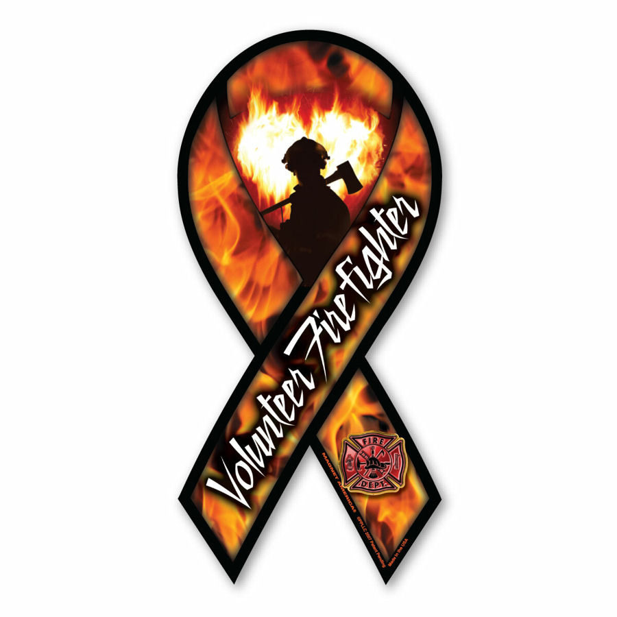 Volunteer Firefighter - Ribbon Magnet at Sticker Shoppe
