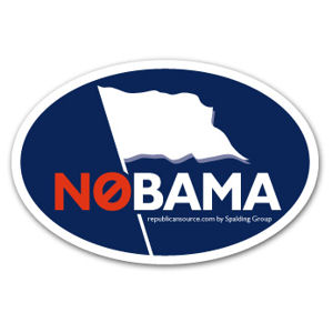 NOBAMA White Flag - Oval Sticker at Sticker Shoppe