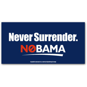 Never Surrender NOBAMA - Bumper Sticker at Sticker Shoppe
