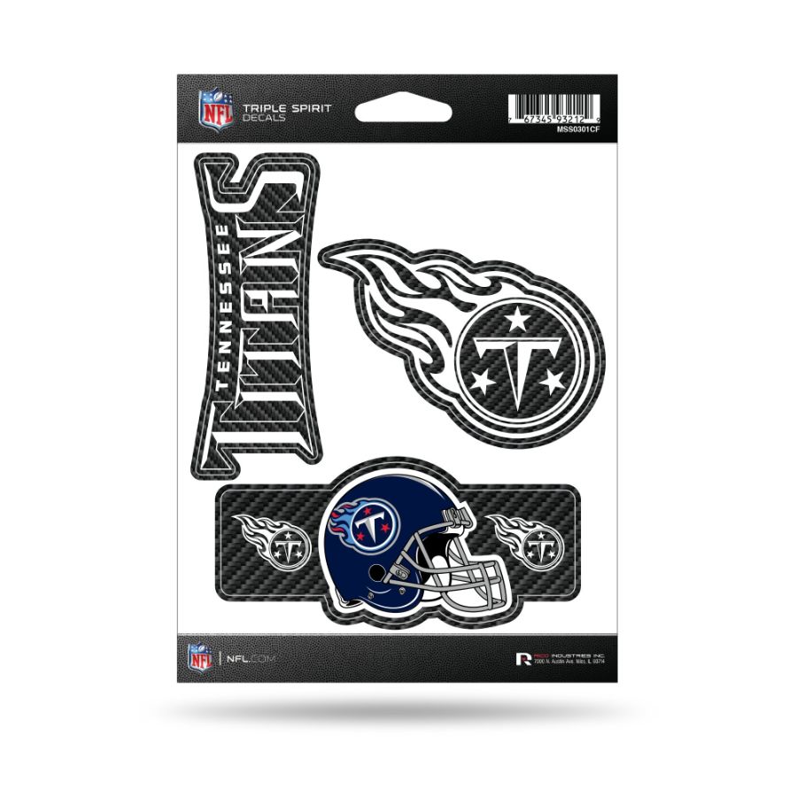 Tennessee Titans - Sheet Of 3 Carbon Fiber Triple Spirit Stickers at ...