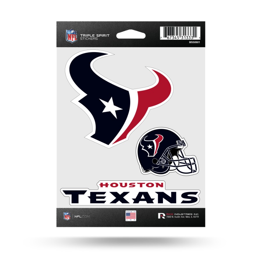 Houston Texans - Sheet Of 3 Triple Spirit Stickers at Sticker Shoppe