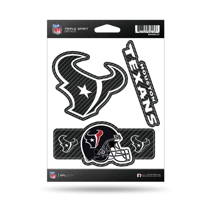 Houston Texans - Sheet Of 3 Carbon Fiber Triple Spirit Stickers at ...