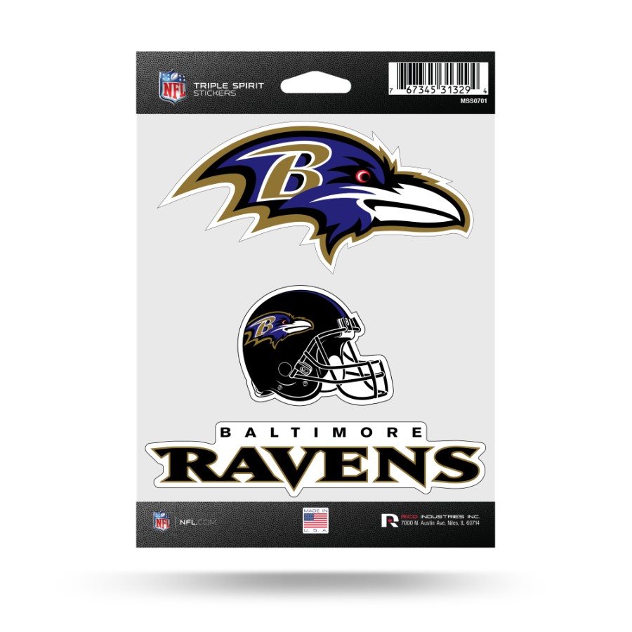 Baltimore Ravens - Sheet Of 3 Triple Spirit Stickers at Sticker Shoppe
