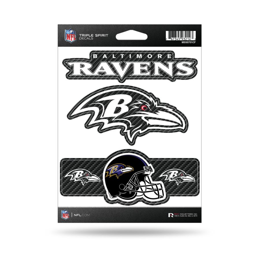 Baltimore Ravens - Sheet Of 3 Carbon Fiber Triple Spirit Stickers at ...