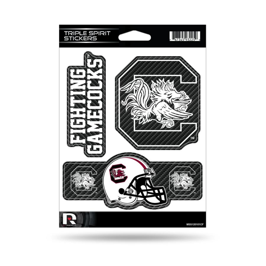 University Of South Carolina Gamecocks - Sheet Of 3 Carbon Fiber Triple ...