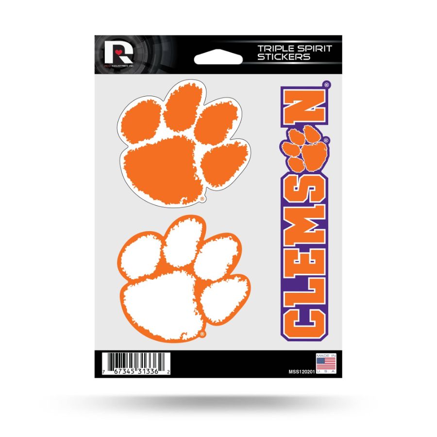 Clemson University Tigers - Sheet Of 3 Triple Spirit Stickers at ...