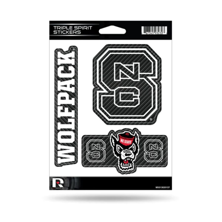 North Carolina State University Wolfpack - Sheet Of 3 Carbon Fiber ...