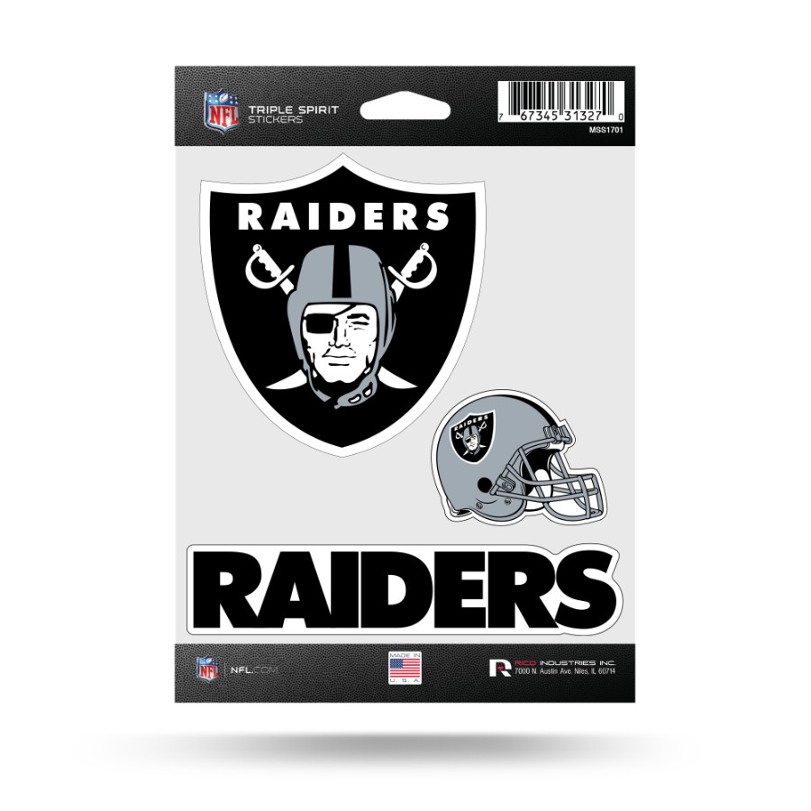 Las Vegas Raiders - Sheet Of 3 Triple Spirit Stickers at Sticker Shoppe