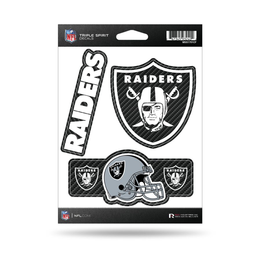 Las Vegas Raiders - Sheet Of 3 Carbon Fiber Triple Spirit Stickers at ...