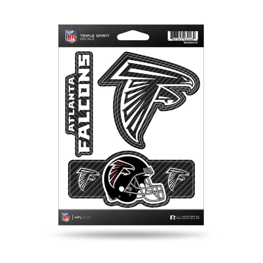 Atlanta Falcons - Sheet Of 3 Carbon Fiber Triple Spirit Stickers at ...