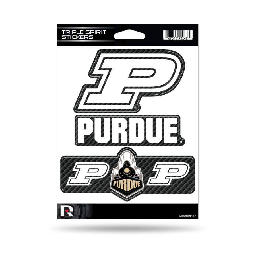 Purdue University Boilermakers - Sheet Of 3 Carbon Fiber Triple Spirit ...