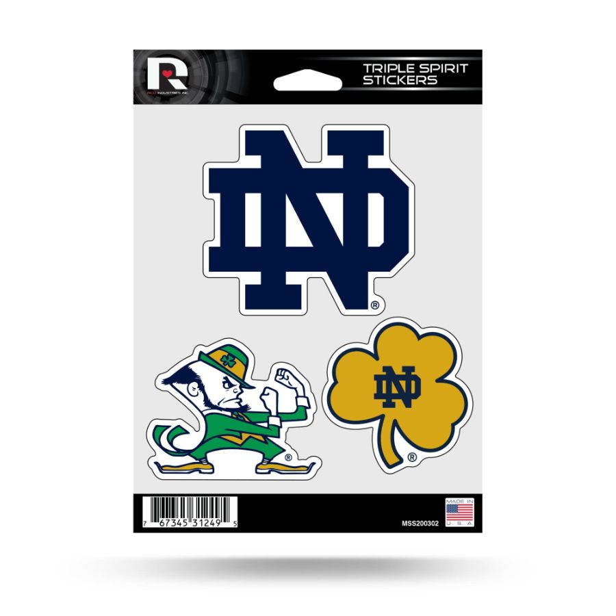 University Of Notre Dame Fighting Irish - Sheet Of 3 Triple Spirit ...