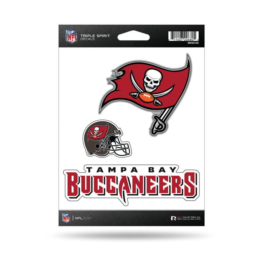 Tampa Bay Buccaneers - Sheet Of 3 Triple Spirit Stickers at Sticker Shoppe