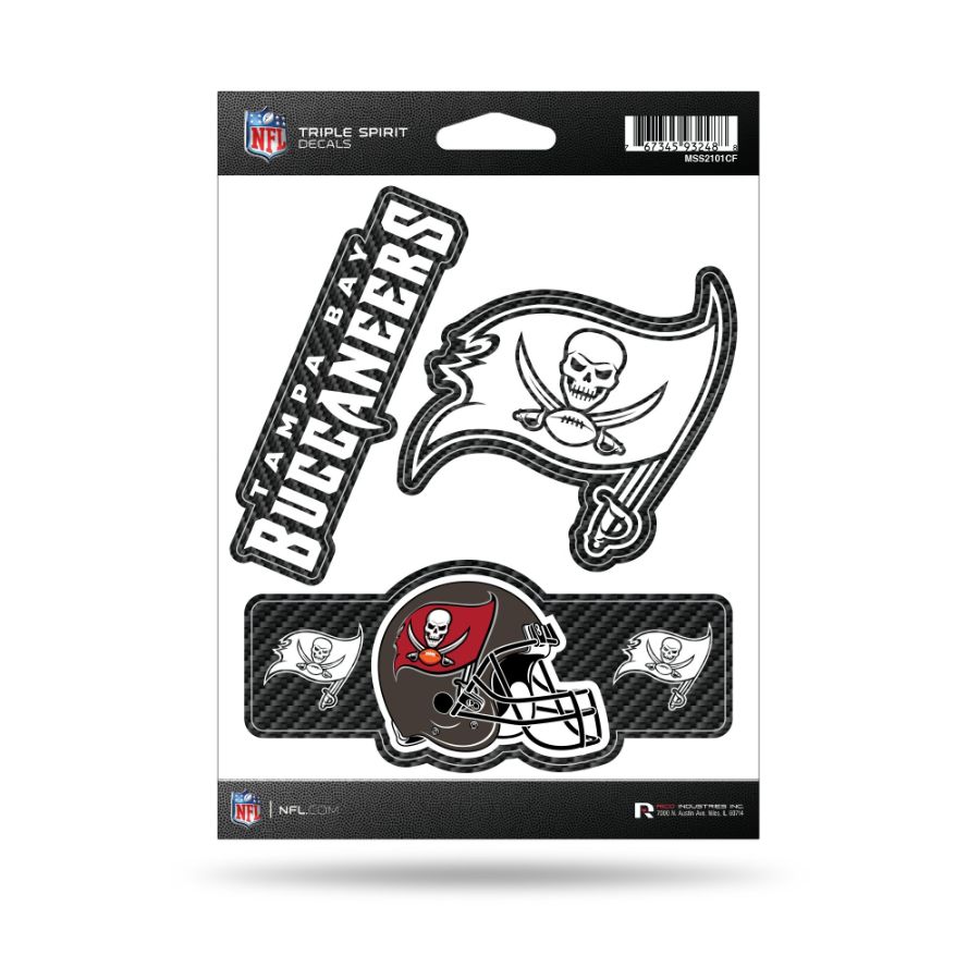 Tampa Bay Buccaneers - Sheet Of 3 Carbon Fiber Triple Spirit Stickers ...