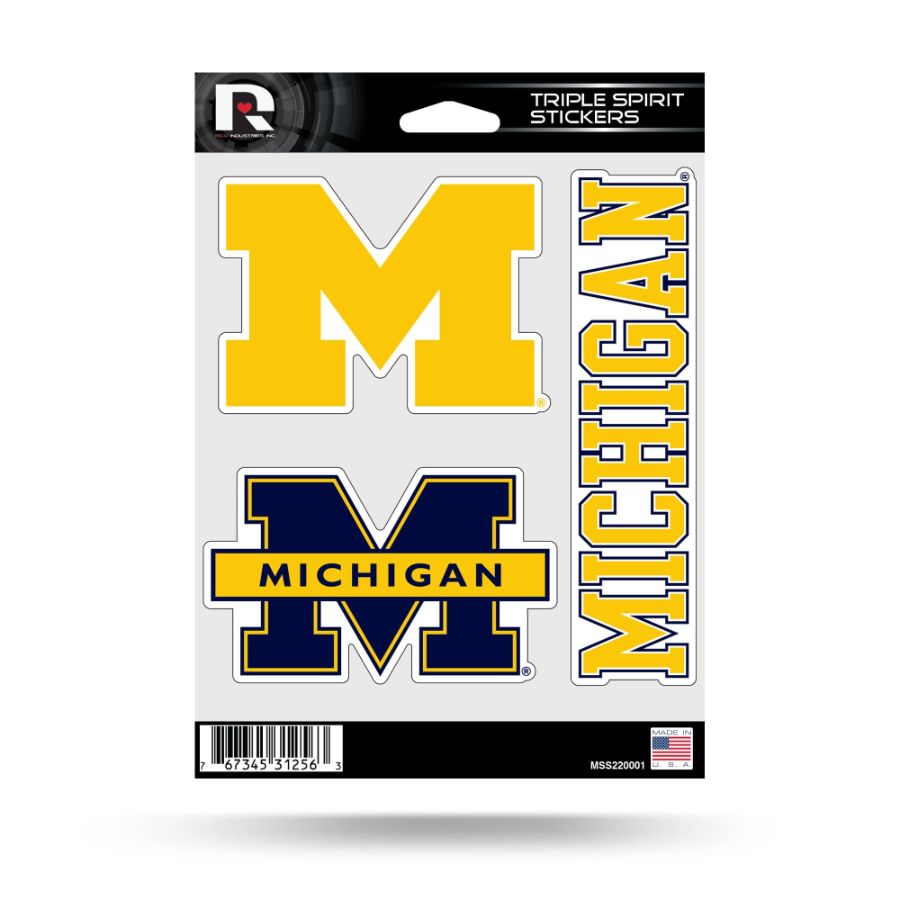 University Of Michigan Wolverines - Sheet Of 3 Triple Spirit Stickers ...
