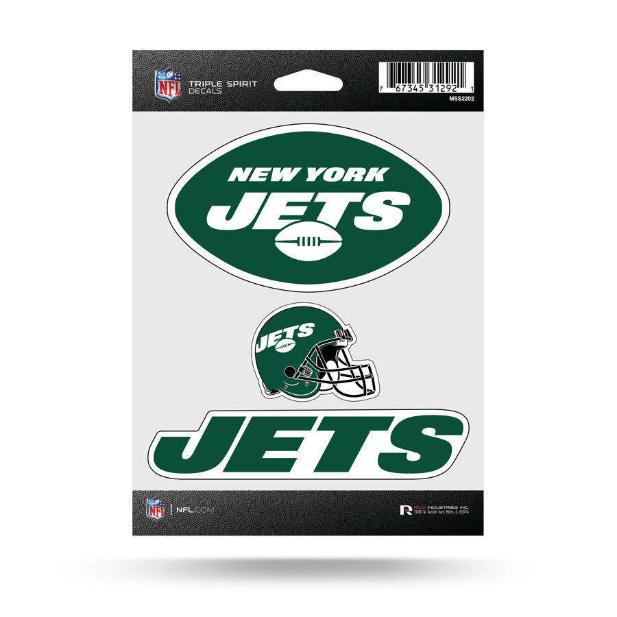 New York Jets - Sheet Of 3 Triple Spirit Stickers at Sticker Shoppe