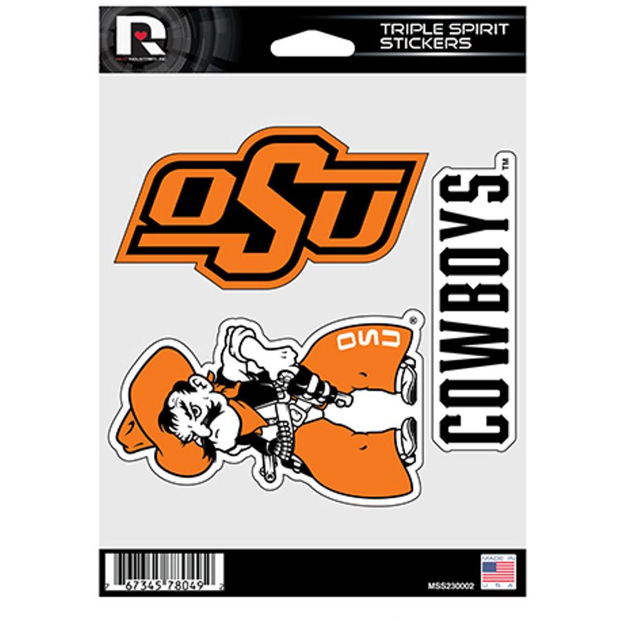 Oklahoma State University Cowboys - Sheet Of 3 Triple Spirit Stickers ...