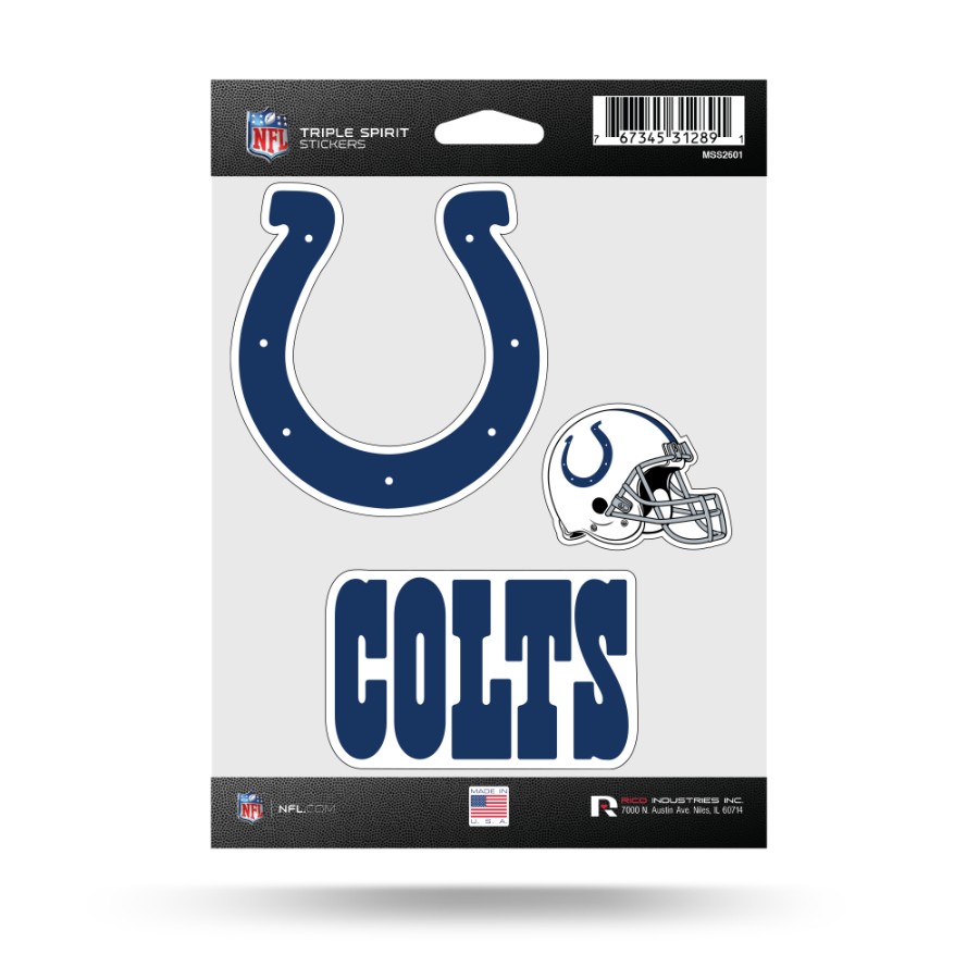 Indianapolis Colts - Sheet Of 3 Triple Spirit Stickers at Sticker Shoppe