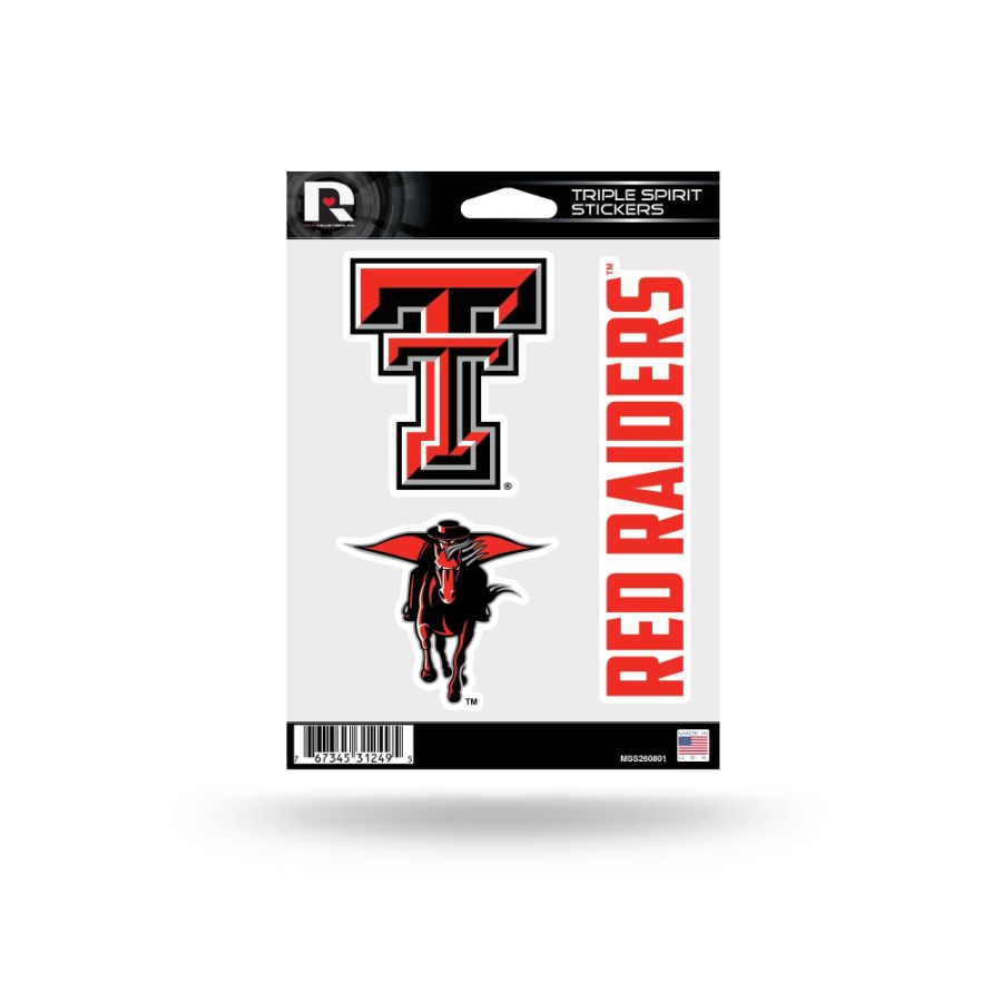Texas Tech University Red Raiders - Sheet Of 3 Triple Spirit Stickers ...