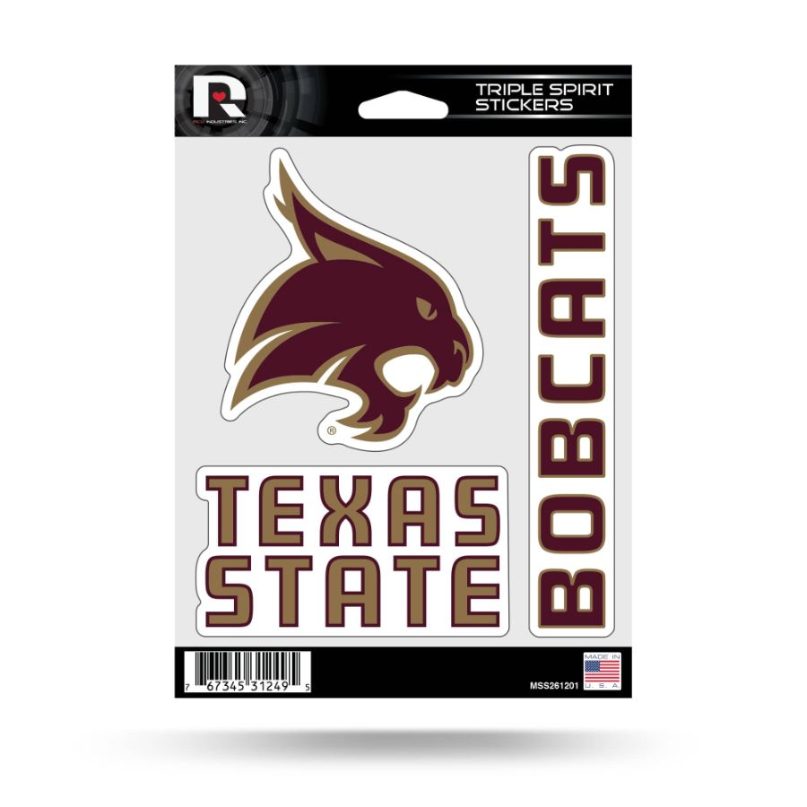 Texas State University Bobcats - Sheet Of 3 Triple Spirit Stickers at ...