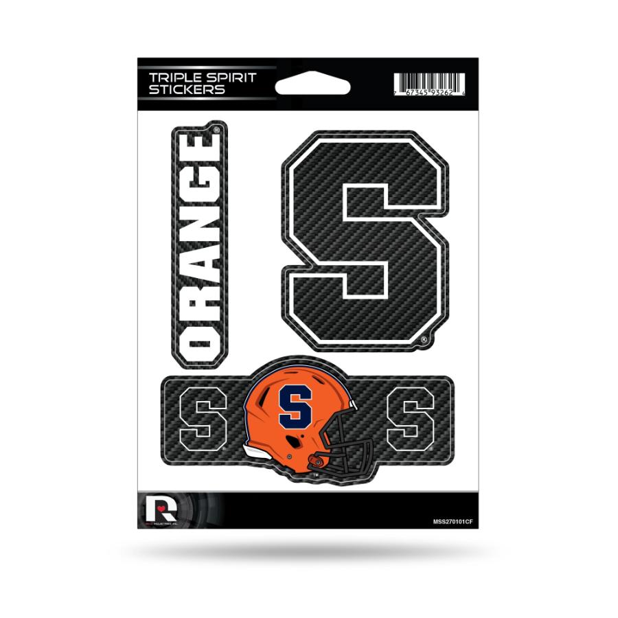 Syracuse University Orange - Sheet Of 3 Carbon Fiber Triple Spirit ...