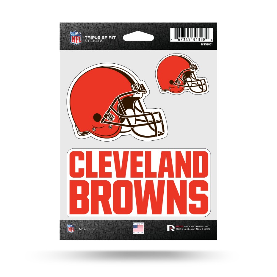 Cleveland Browns - Sheet Of 3 Triple Spirit Stickers at Sticker Shoppe