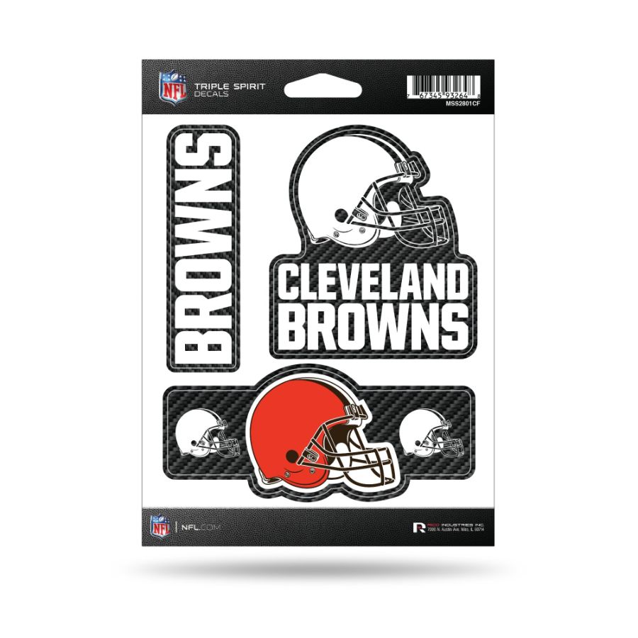 Cleveland Browns - Sheet Of 3 Carbon Fiber Triple Spirit Stickers at ...