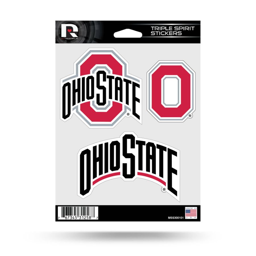 Ohio State University Buckeyes - Sheet Of 3 Triple Spirit Stickers at ...