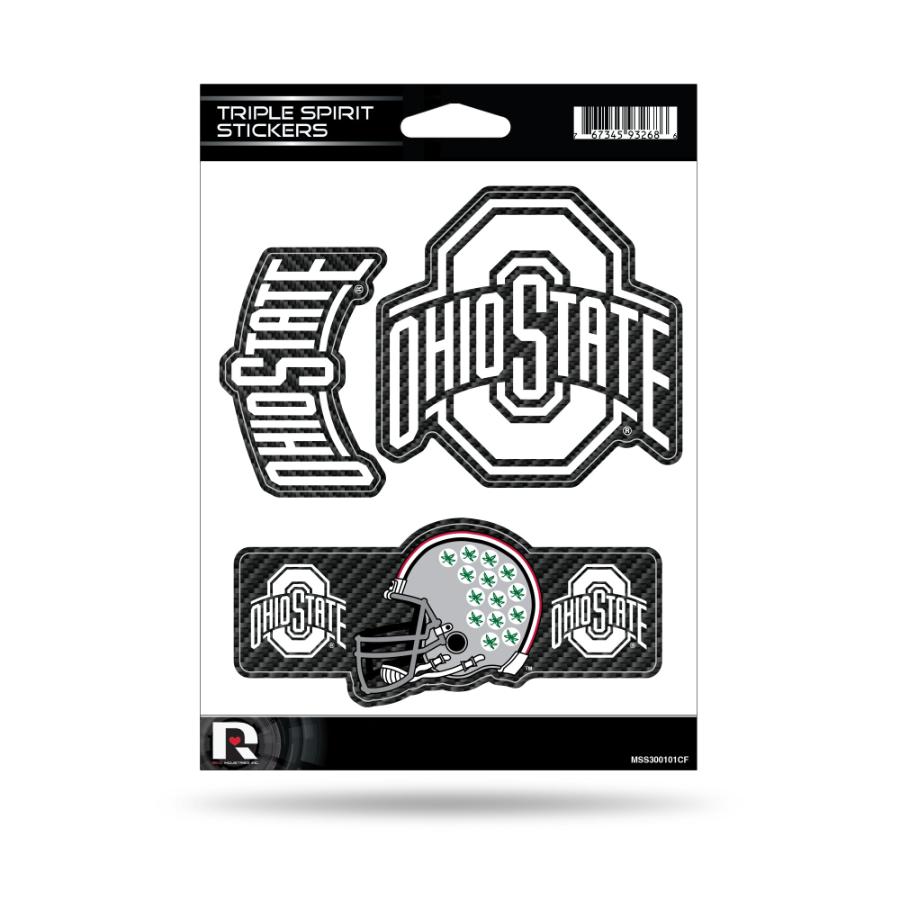 Ohio State University Buckeyes - Sheet Of 3 Carbon Fiber Triple Spirit ...